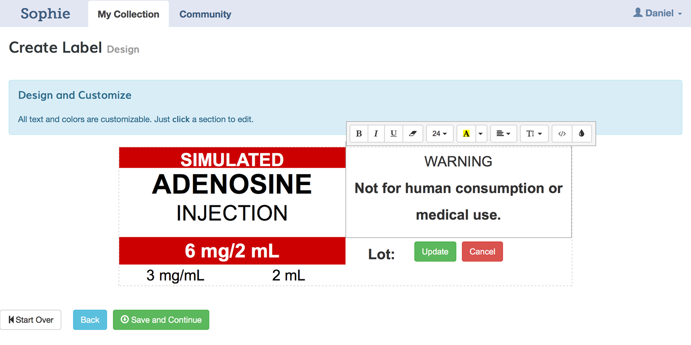 Simulated Online Pharmaceutical Image Editor | Simulation Center